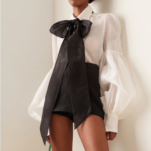 Zimmermann | Tops | Zimmermann Dancer Tiedetailed Linensilk Blouse ...